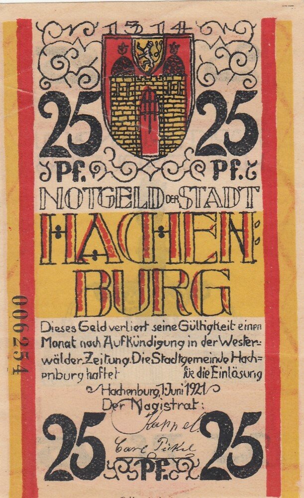 Германия (Веймарская республика) Хахенбург 25 пфеннигов 1921 г. (Marktbrunnen) (Лот №2)