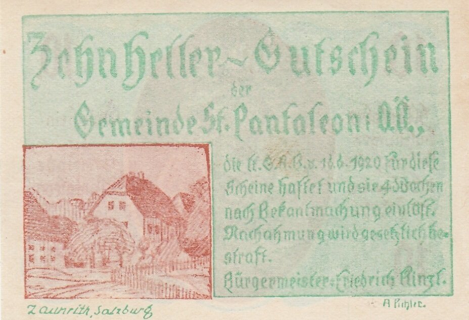 Австрия, Санкт-Панталеон (Верхняя Австрия) 10 геллеров 1920 г.