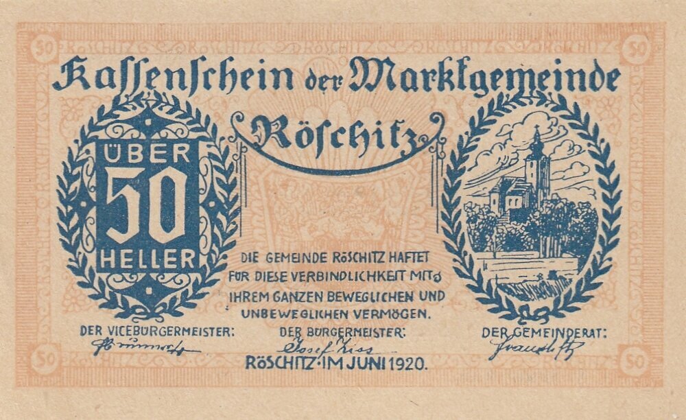 Австрия, Рёшиц 50 геллеров 1920 г.