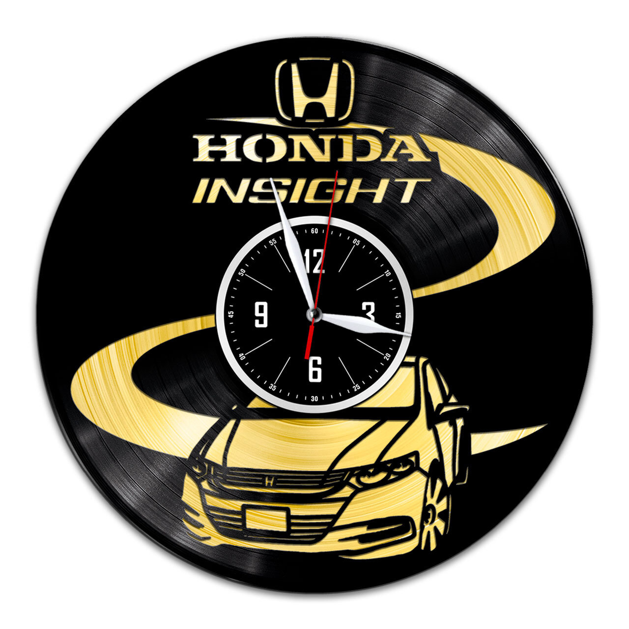 Honda Insight - настенные часы из виниловой пластинки (с золотой подложкой)
