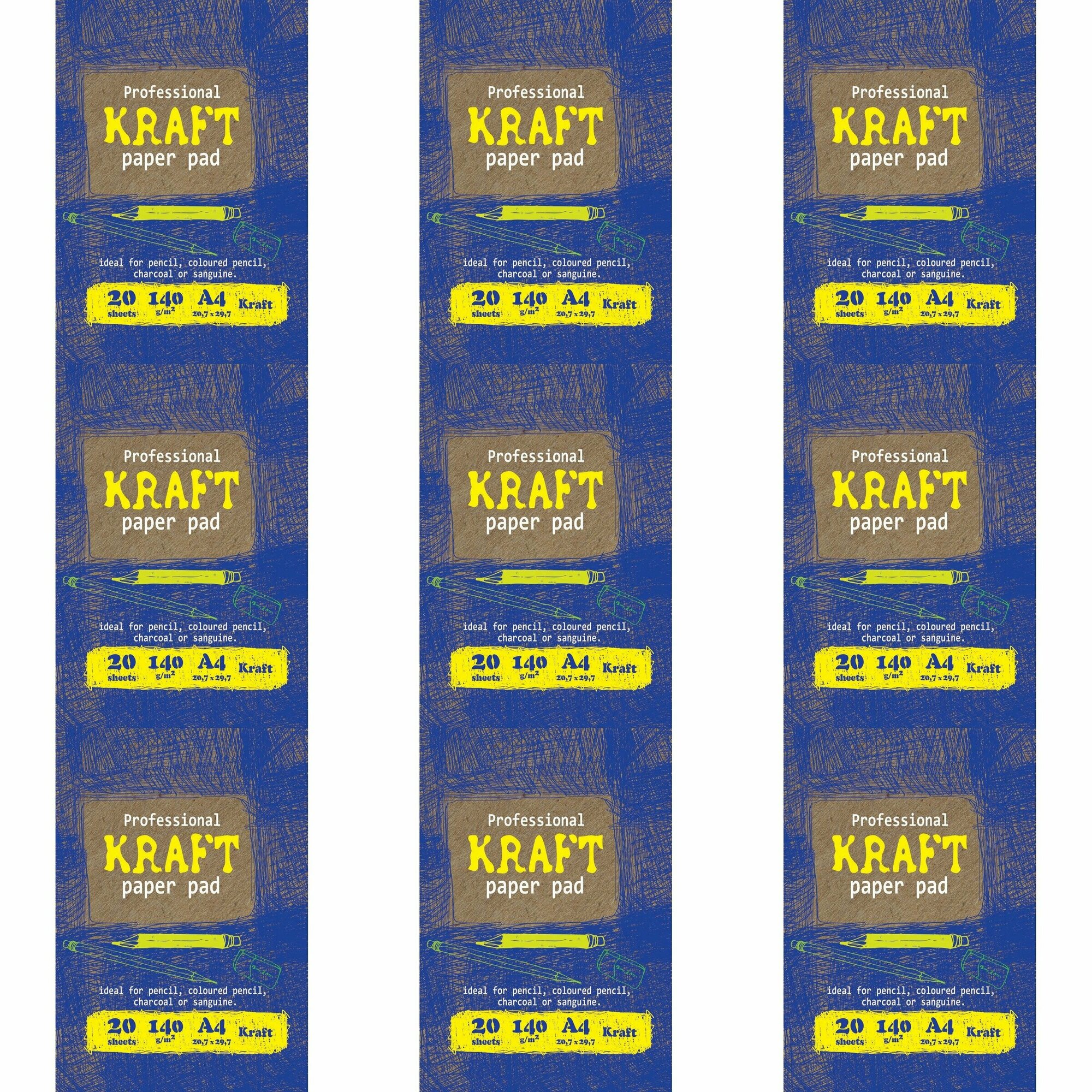 Kroyter Бумага для рисования Крафт, А4, 20 л, 140 г, 9 шт