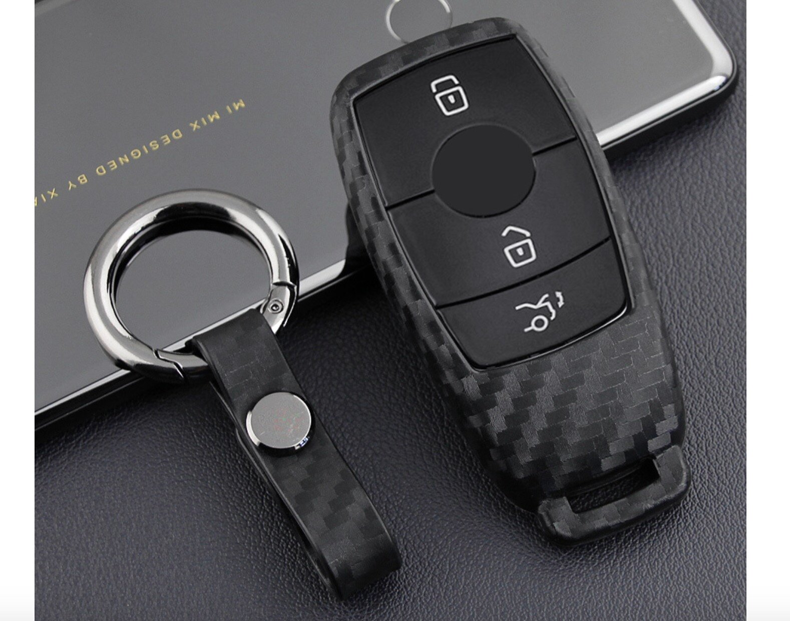 Защитный черный чехол MyPads M-231170 футляр с брелком для автомобильного смарт ключа Mercedes-Benz CLA GLA GLB GLS GLC GLE a c s e Мерседес, карб.