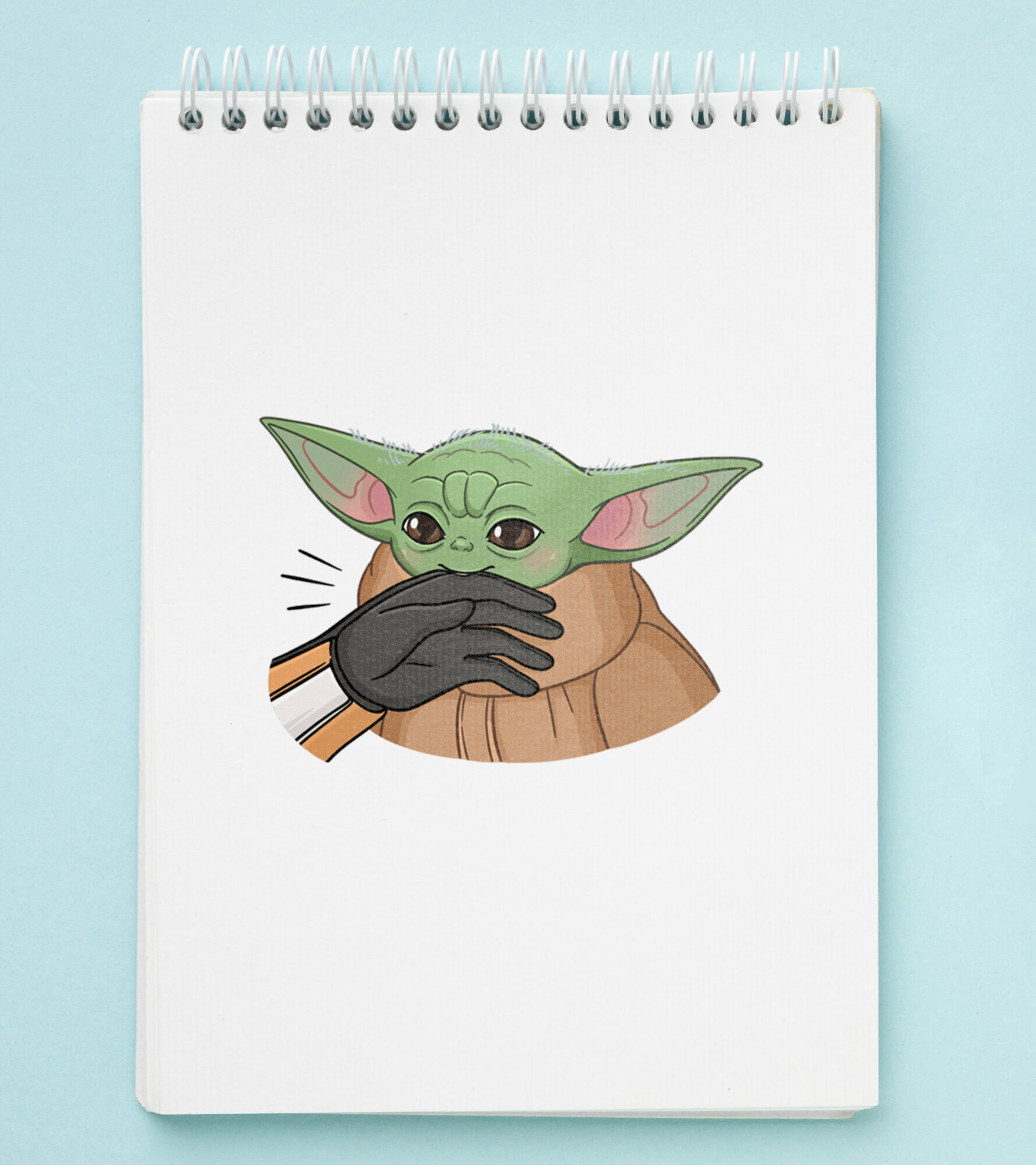 Блокнот, ежедневник с чистыми листами формата А5/15х21см, серии "STARWARS", принт арт "Грогу/Бэби Йода" для записей, рисования, эскизов.
