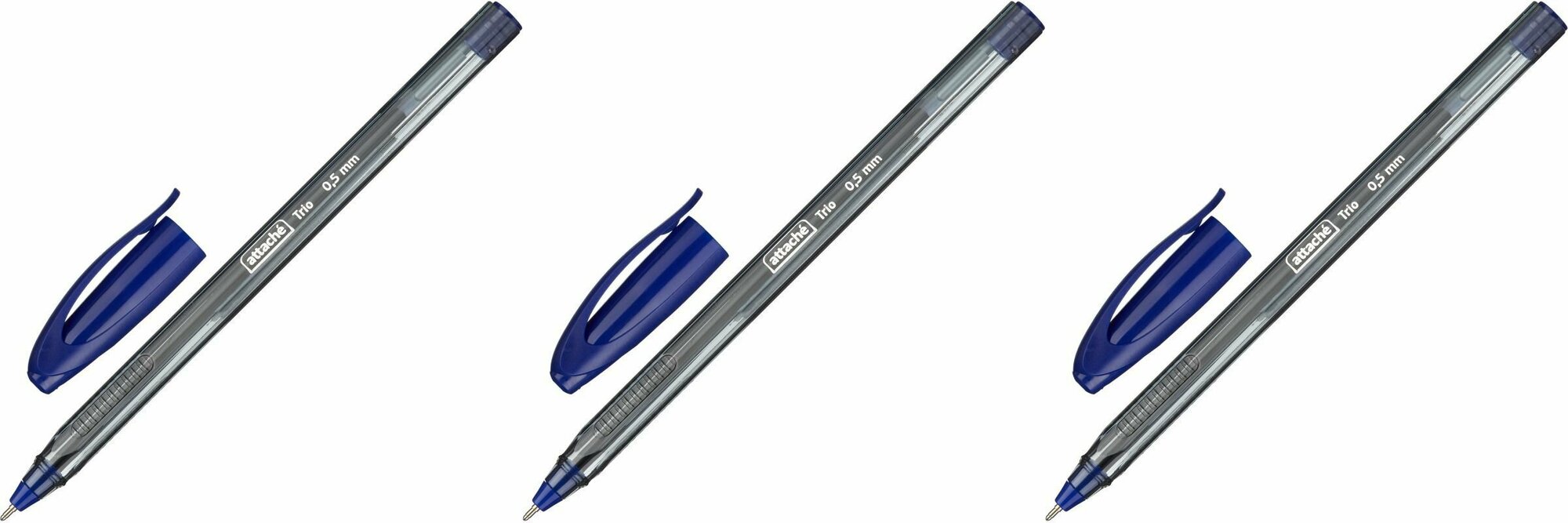 Attache Ручка шариковая неавтоматическая Trio, маслян, синяя, 3 шт