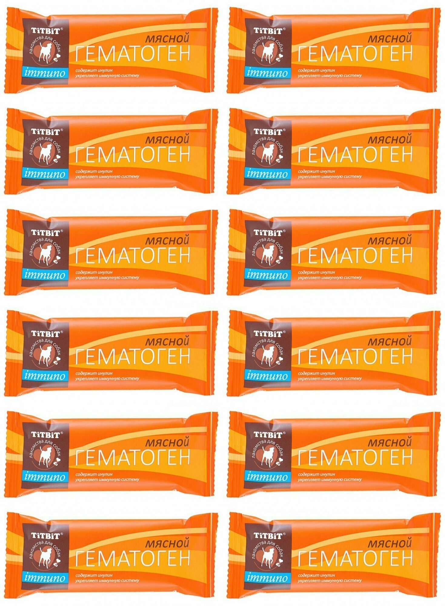 Titbit Лакомство для собак, гематоген мясной, Immuno, 35 г, 12 шт.