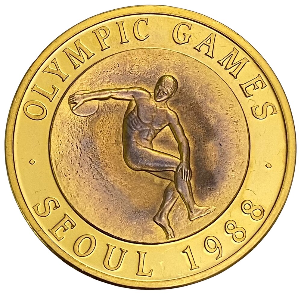 Германия, настольная медаль "Олимпийские игры 1988. Метание Диска" 1988 г.