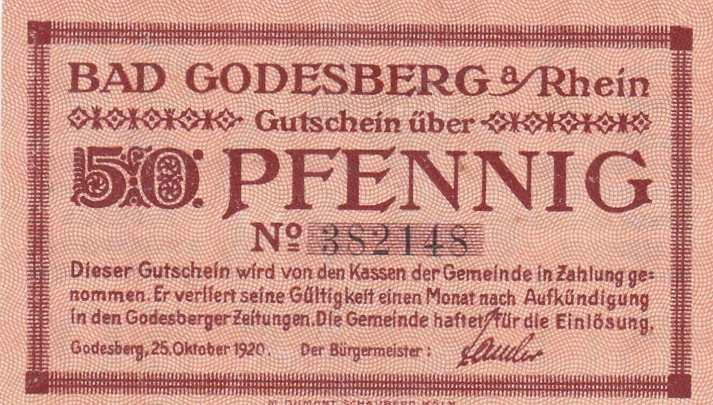 Германия (Веймарская Республика) Бад-Годесберг 50 пфеннигов 1920 г.