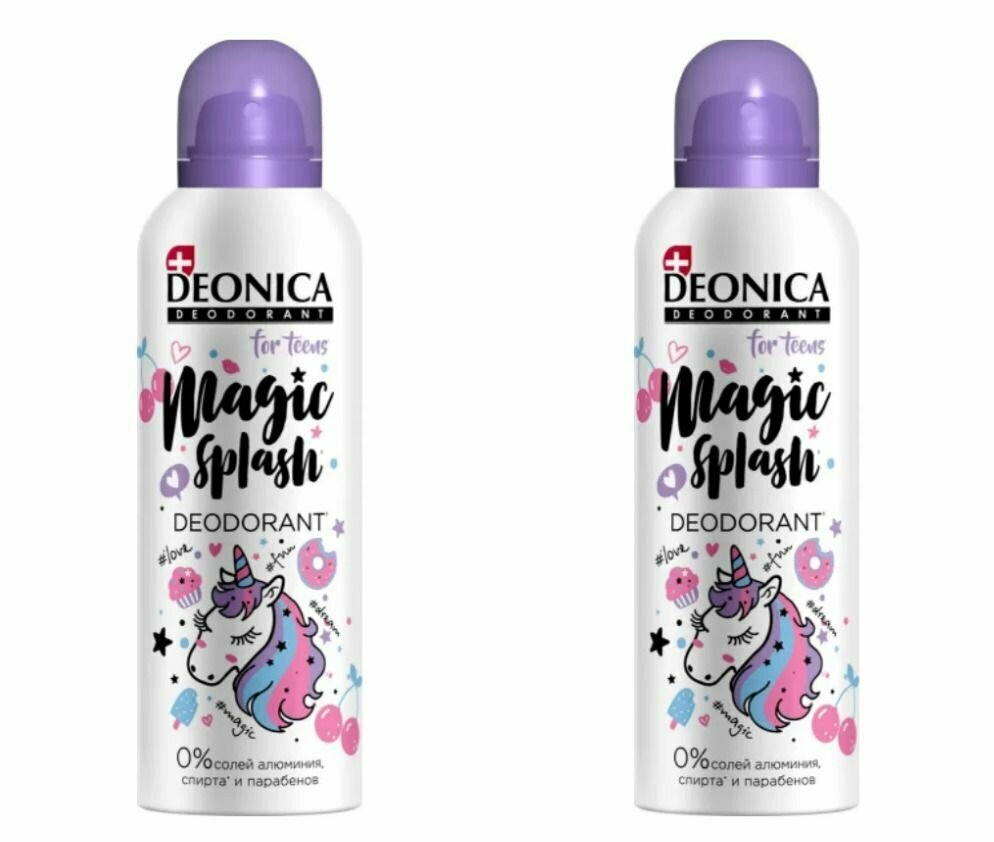 Дезодорант для девочек, DEONICA, Magic splash, 125 мл, 2 шт