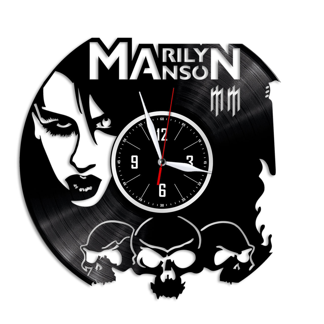 Marilyn Manson - настенные часы из виниловой пластинки, диаметр 30 см