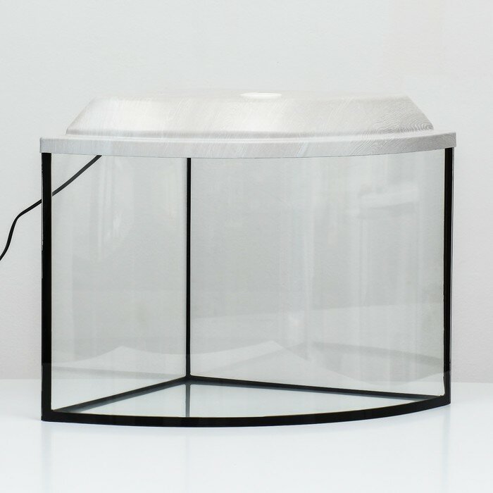 Аквариум «Сектор» угловой с крышкой, 40 л, 40×40×36/41.5 см, беленый дуб