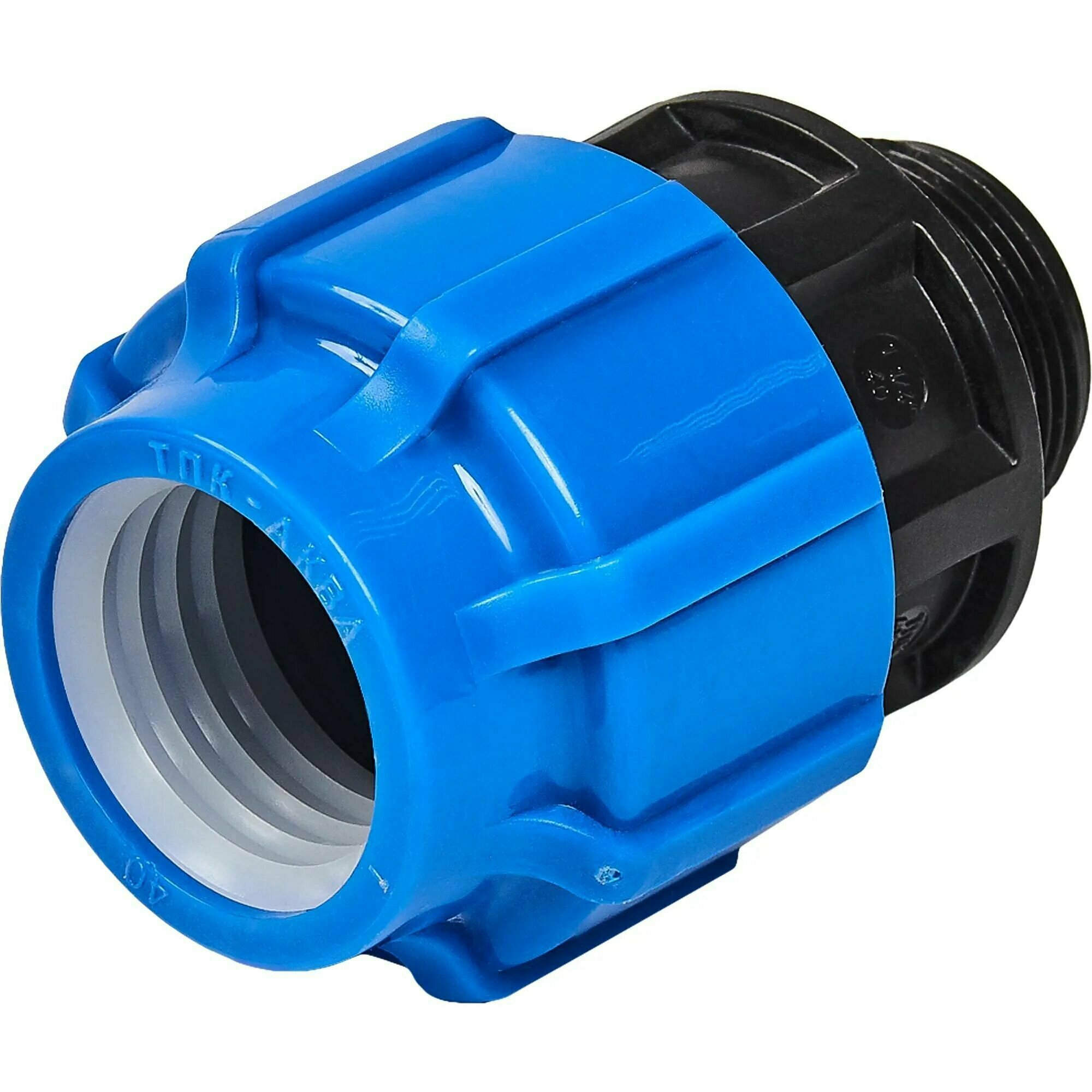 Муфта переходная ПНД PN16 RTP - наружная резьба 1" (25 мм.) на трубу ПНД диаметр 40 мм. цанга компрессионный фитинг