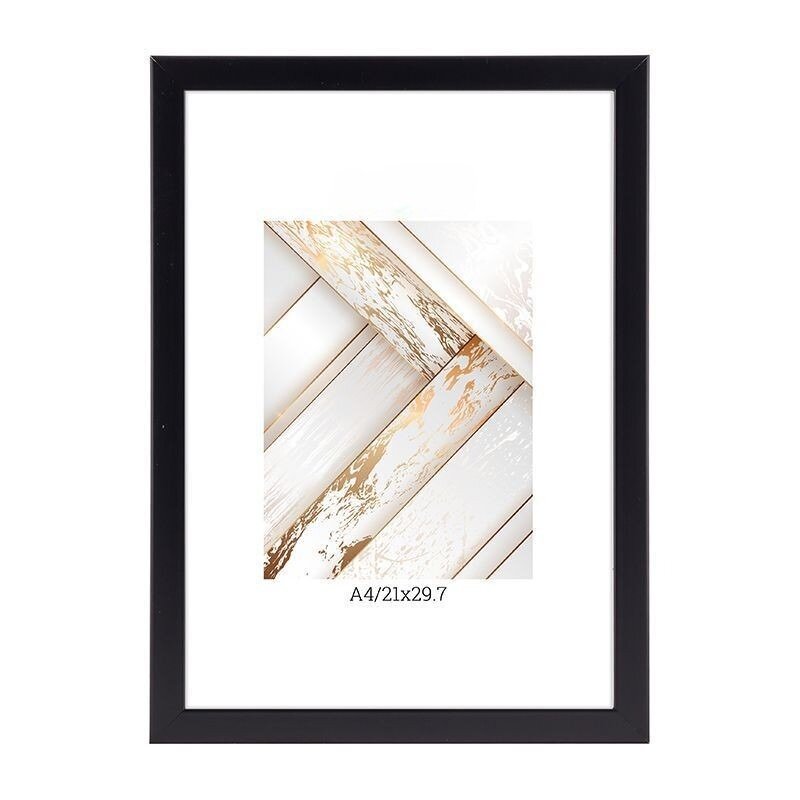 Настольная фоторамка, рамка для фотографии, рисунка, документа 21х29,7, 21х30 (а4), минимализм с ножкой-подставкой, черная GF 6098