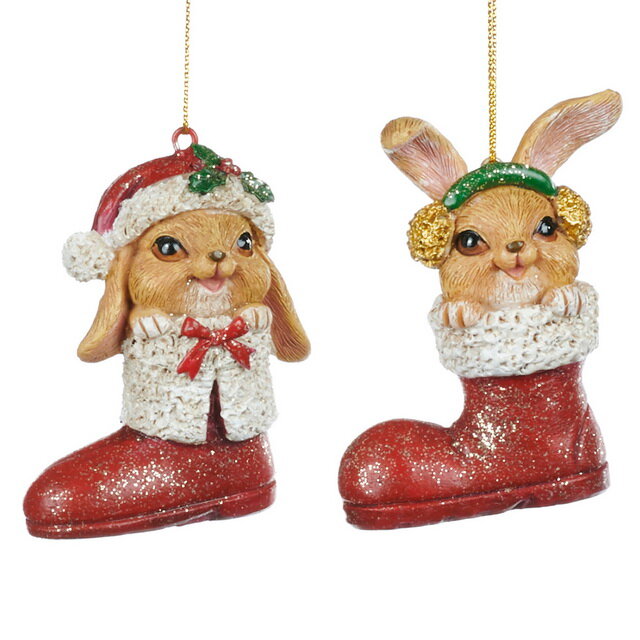 Набор елочных игрушек Кролики Милка и Лейна 8 см, 2 шт, подвеска, Goodwill, MC37128-набор