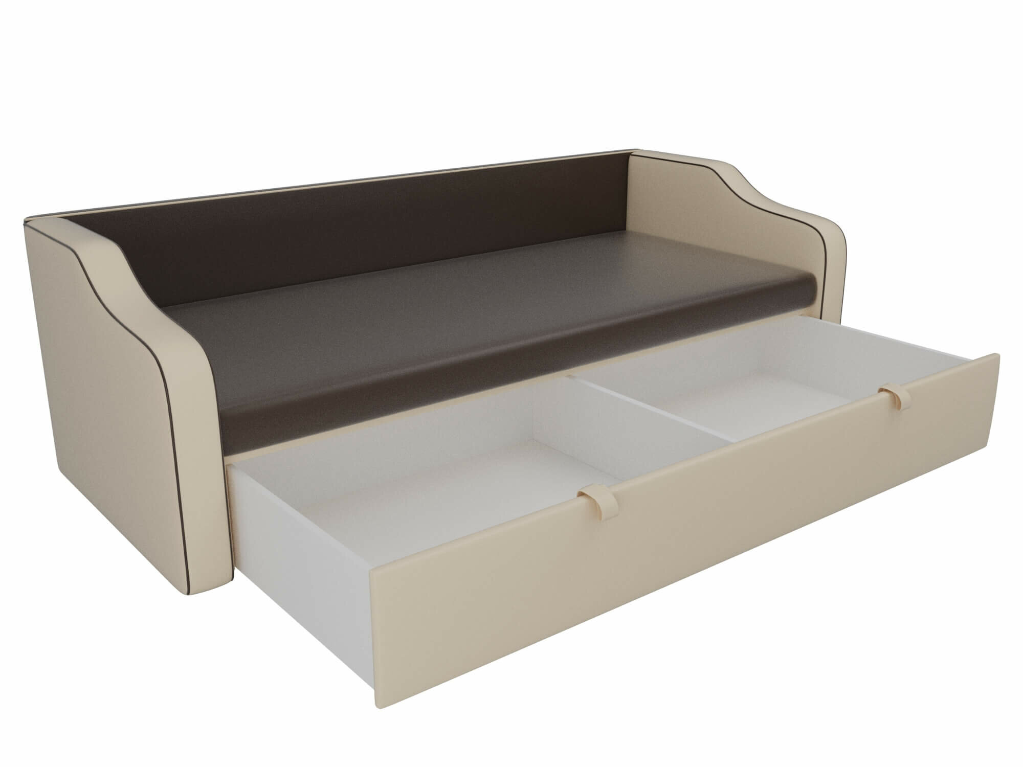 Artum Прямой диван Рико экокожа коричневый бежевый