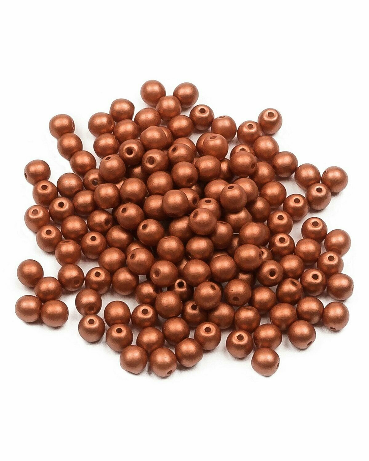 Стеклянные чешские бусины, круглые, Round Beads, 4 мм, цвет Alabaster Metallic Bronze, 150 шт.