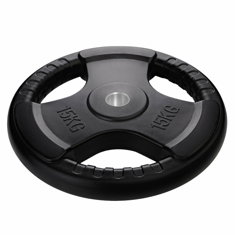 Диск обрезиненный с 3-мя хватами Voitto 15 кг, черный (d26) NEW