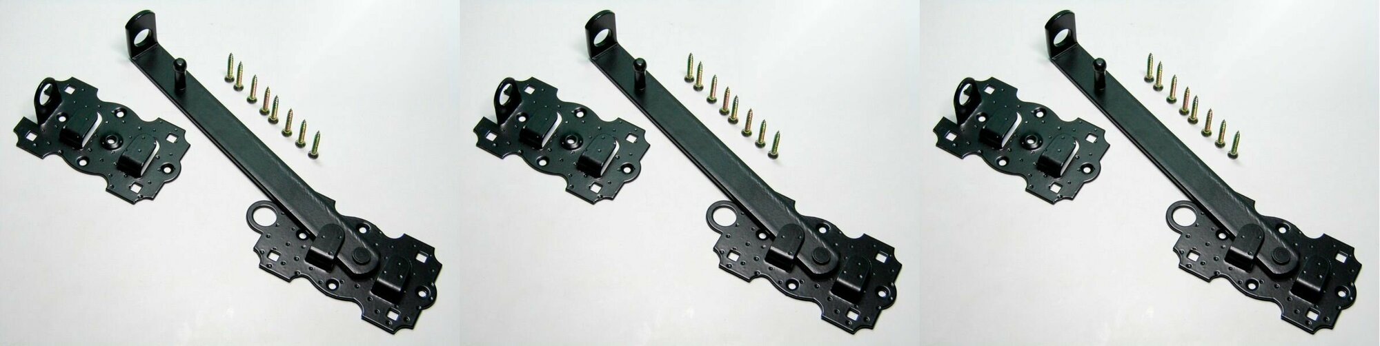 Щеколда большая декоративная (ноэз) ЩБ-250-Л-SL (левая) черный матовый (комплект 3 штуки)