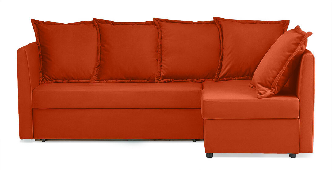 Диван угловой раскладной дельфин Хольмсунд, в цвете оранжевый (Велутто 39)