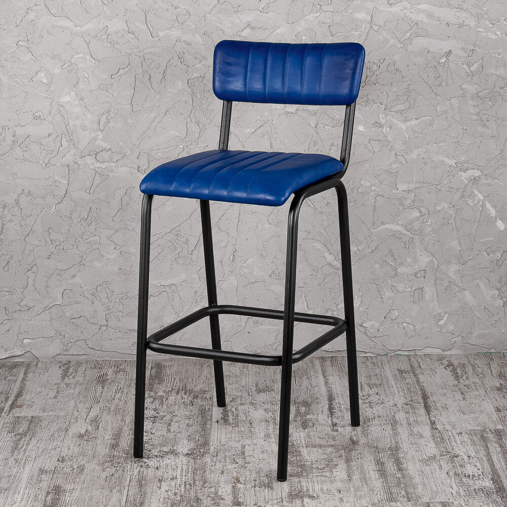 Высокий барный стул из натуральной кожи "Бруно" в стиле лофт Decor of Today