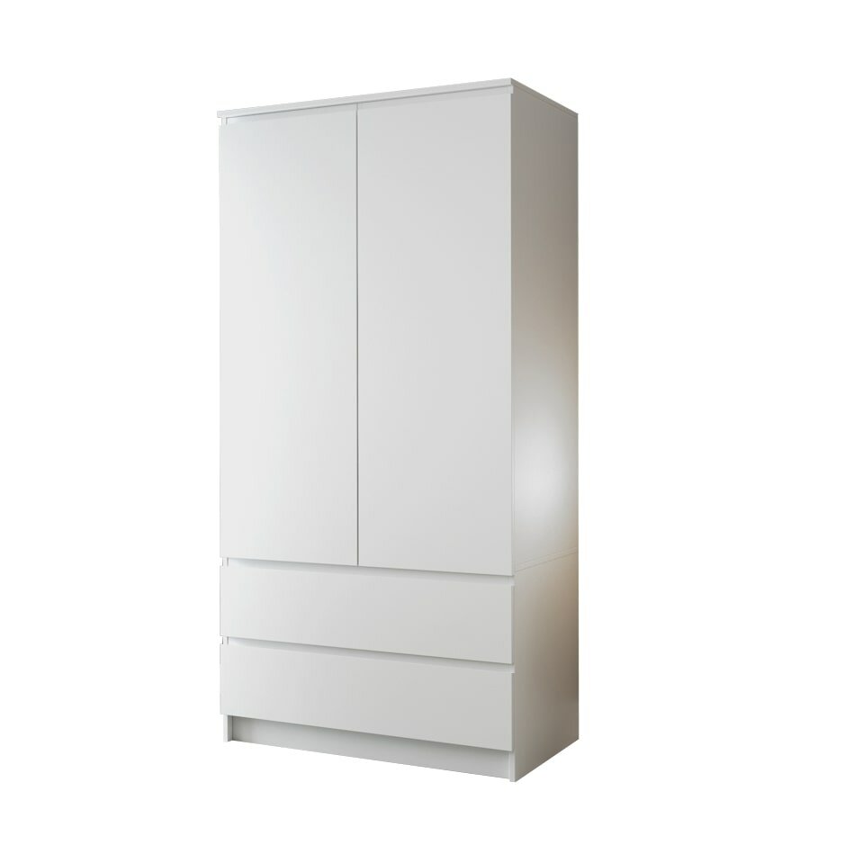 Шкаф ДСВ мебель Мори 900, 2 двери, 2 ящика, ЛДСП, 90,4 х 180 х 50,4 см, Белый ДС00000052121