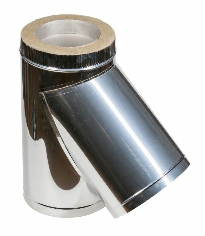 Тройник сэндвич 45 d 115 х 200 толщ. 0,8 нерж (430) х 0,5 нерж (430)