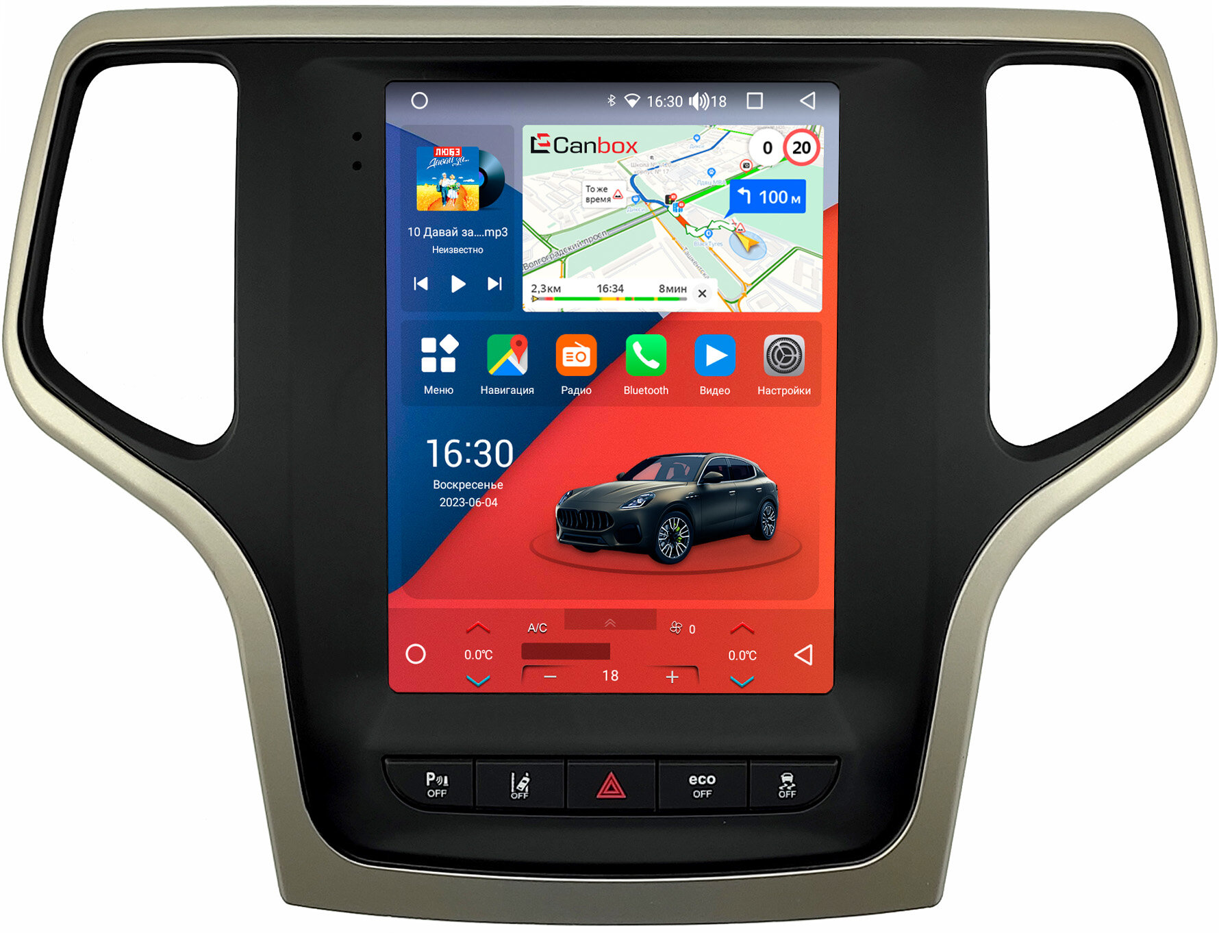 Штатная магнитола Jeep Grand Cherokee 4 (WK2) 2013-2022 Canbox H-Line (Tesla) 9.7" 4/32 5621-1312-114 Android 10 (4G-SIM, DSP, QLed)