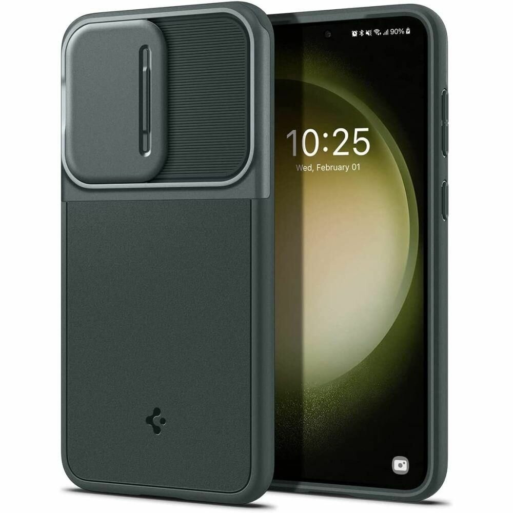 Чехол Spigen на Samsung Galaxy S23 (ACS06088) Optik Armor / Спиген чехол для Галакси С23 накладка, противоударный, с защитой камеры, зеленый