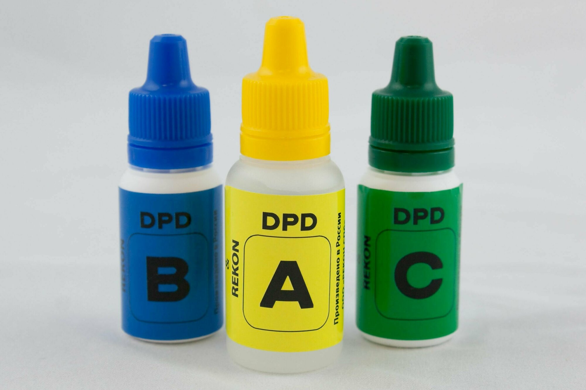 Капельные реагенты на свободный и общий хлор Химия для бассейнов, Реагент А, В и С, на 80 измерений