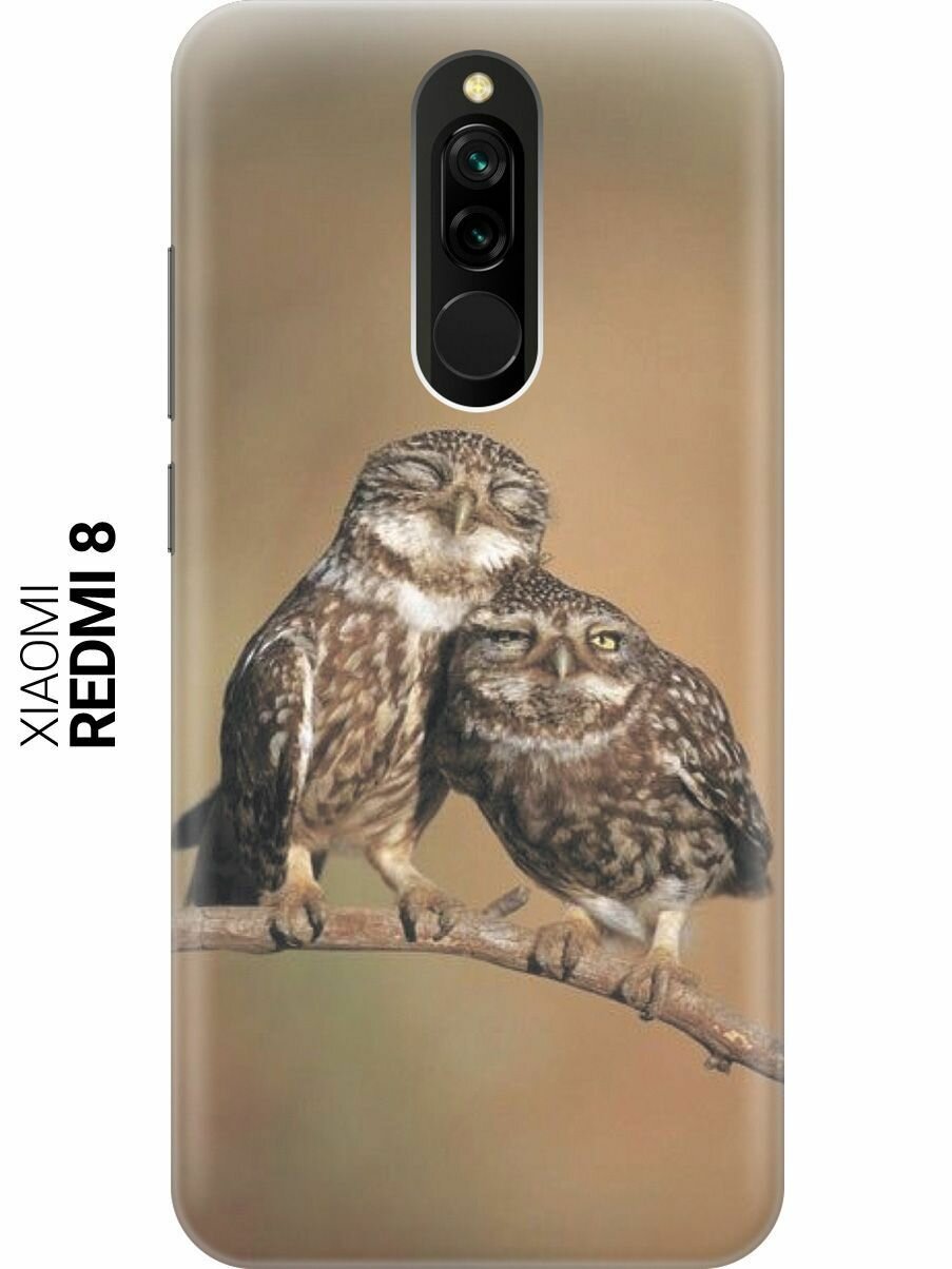 Силиконовый чехол на Xiaomi Redmi 8, Сяоми Редми 8 с принтом "Пара совушек"