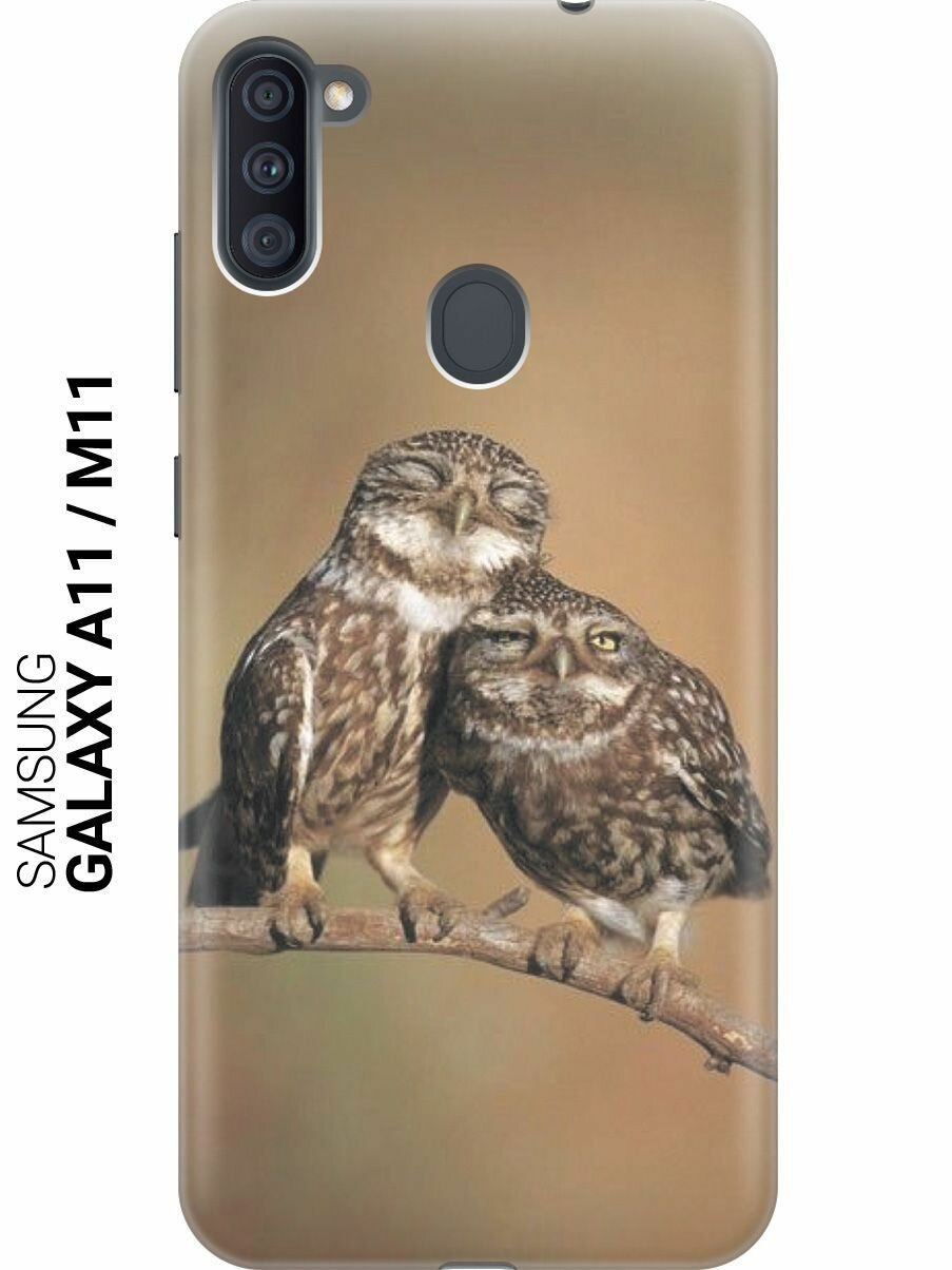 Силиконовый чехол на Samsung Galaxy A11, M11, Самсунг А11, М11 с принтом "Пара совушек"