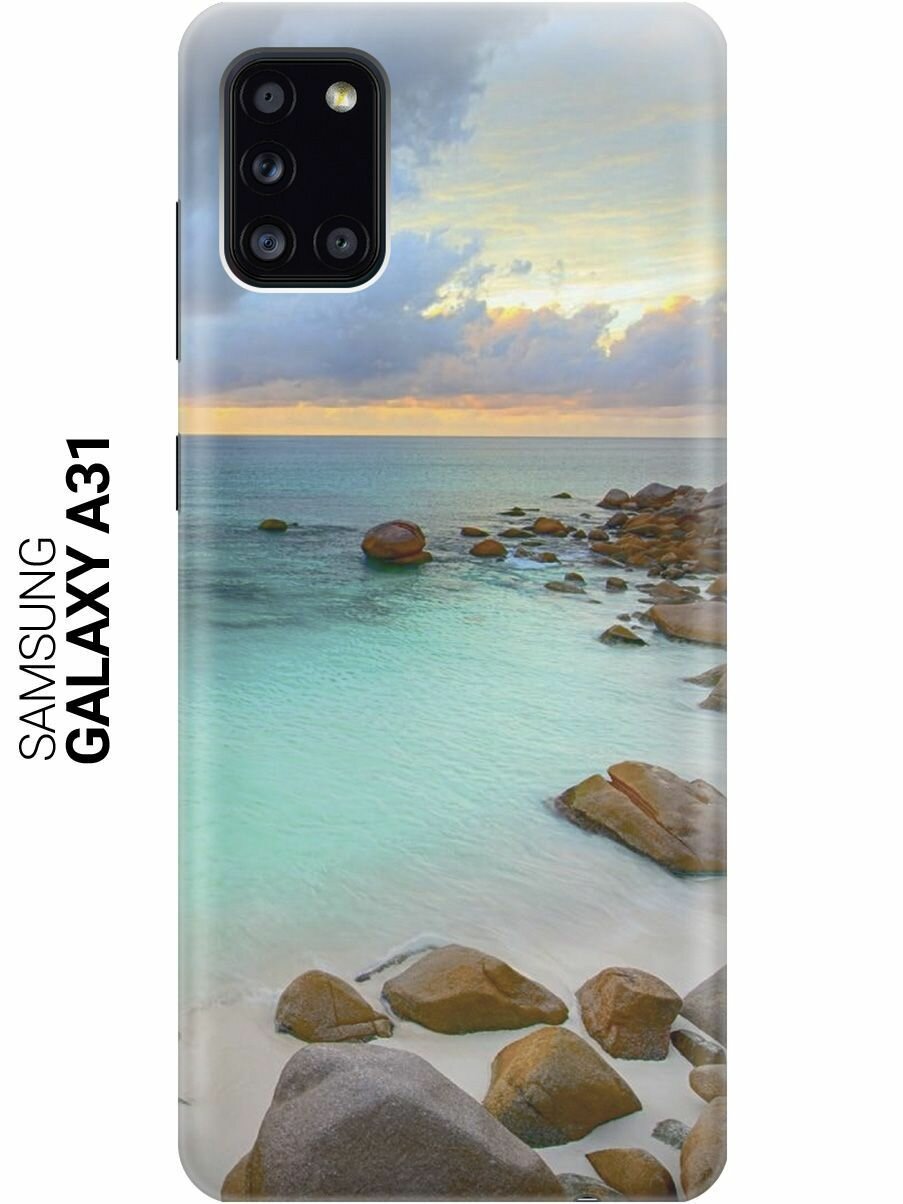 Силиконовый чехол на Samsung Galaxy A31, Самсунг А31 с принтом "Каменистый пляж"