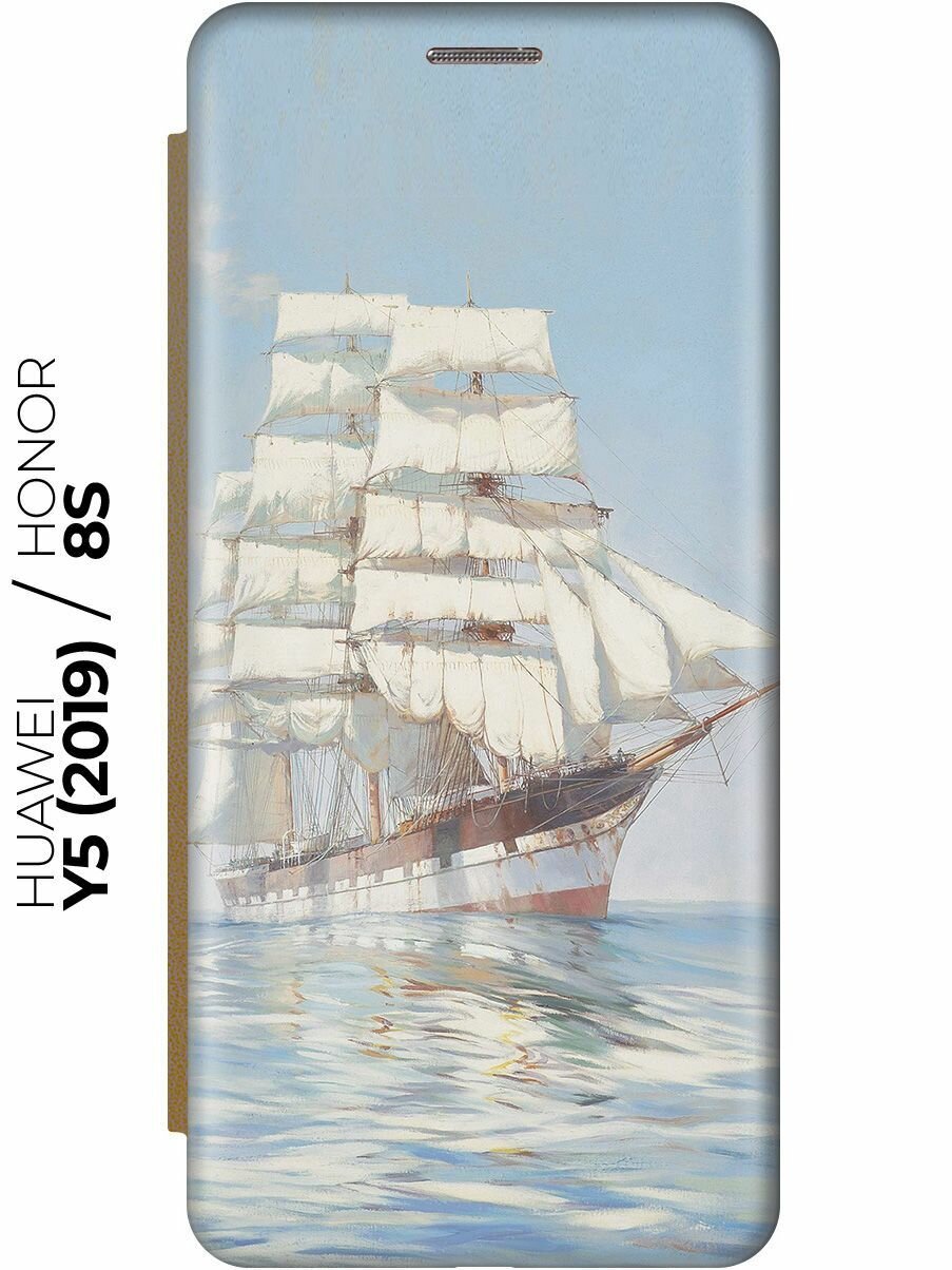 Чехол-книжка Идеальный парус на Honor 8S / Huawei Y5 (2019) / Хуавей У5 2019 / Хонор 8с золотой