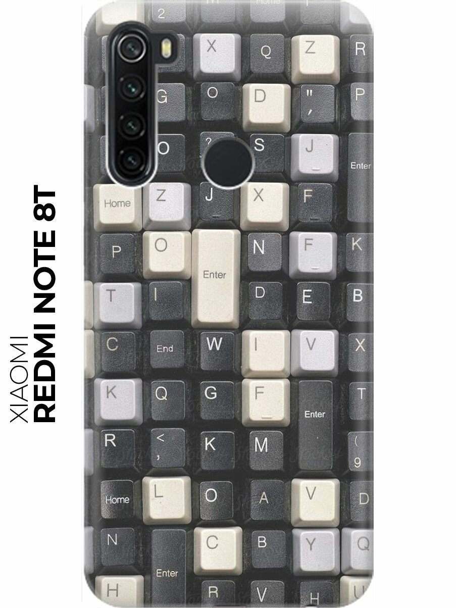 Накладка Transparent для Xiaomi Redmi Note 8T с принтом "Черно-белые клавиши"