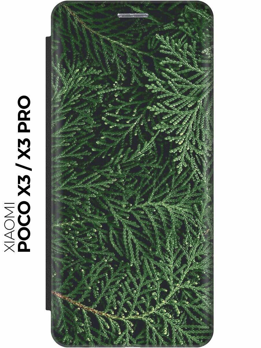 Чехол-книжка Хвоя на Xiaomi Poco X3 / X3 Pro / Сяоми Поко Х3 / Х3 Про черный