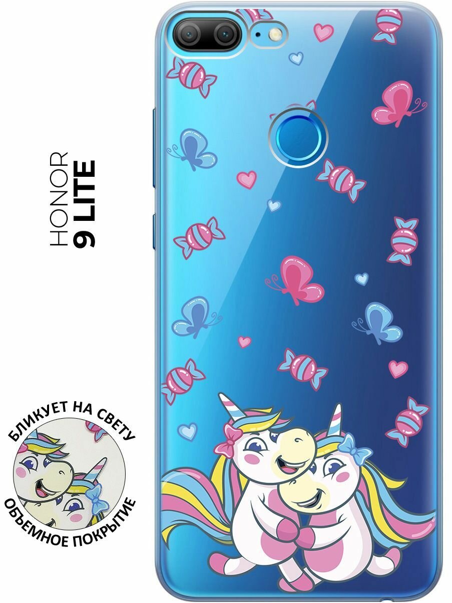 Силиконовый чехол с принтом Unicorns and Candies для Honor 9 Lite / Хонор 9 Лайт