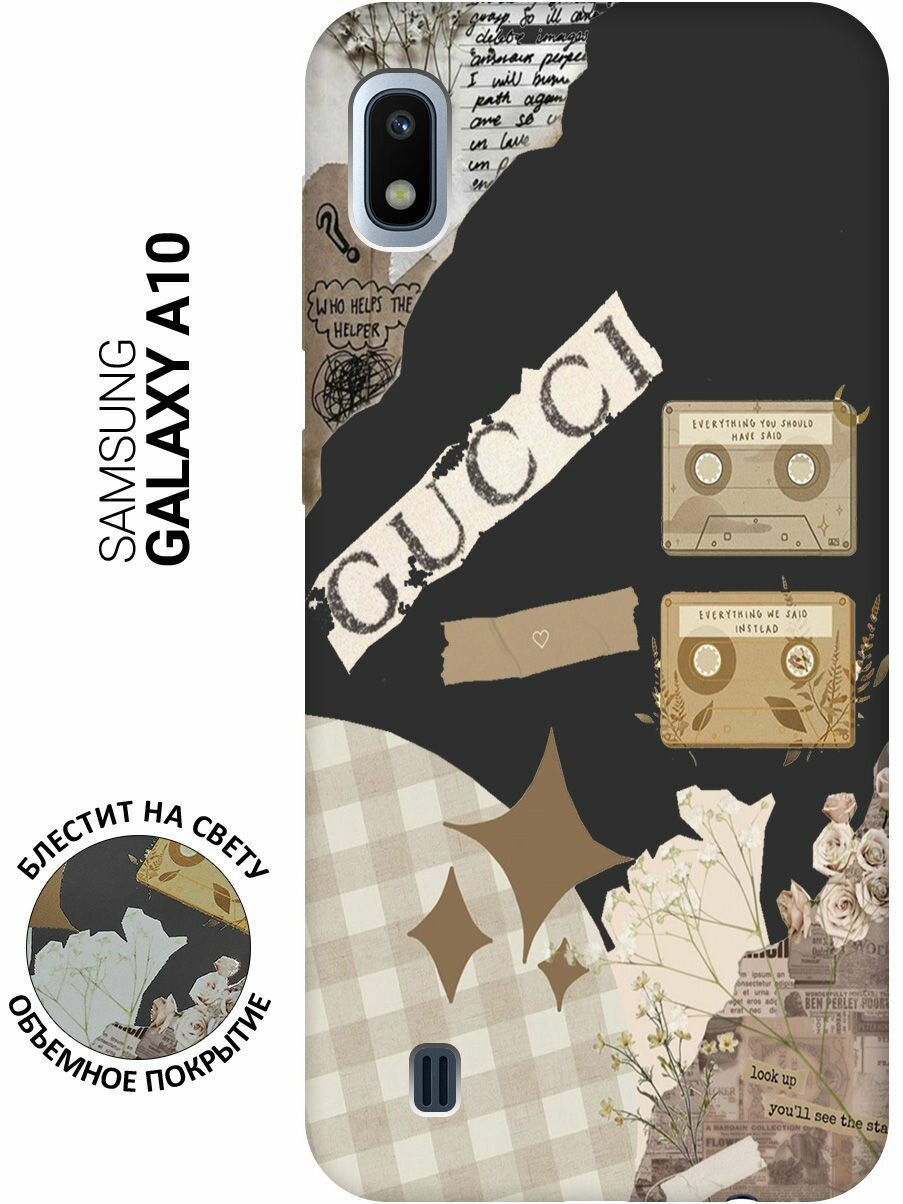 Матовый Soft Touch силиконовый чехол на Samsung Galaxy A10, Самсунг А10 с 3D принтом "GUCCI Stickers" черный
