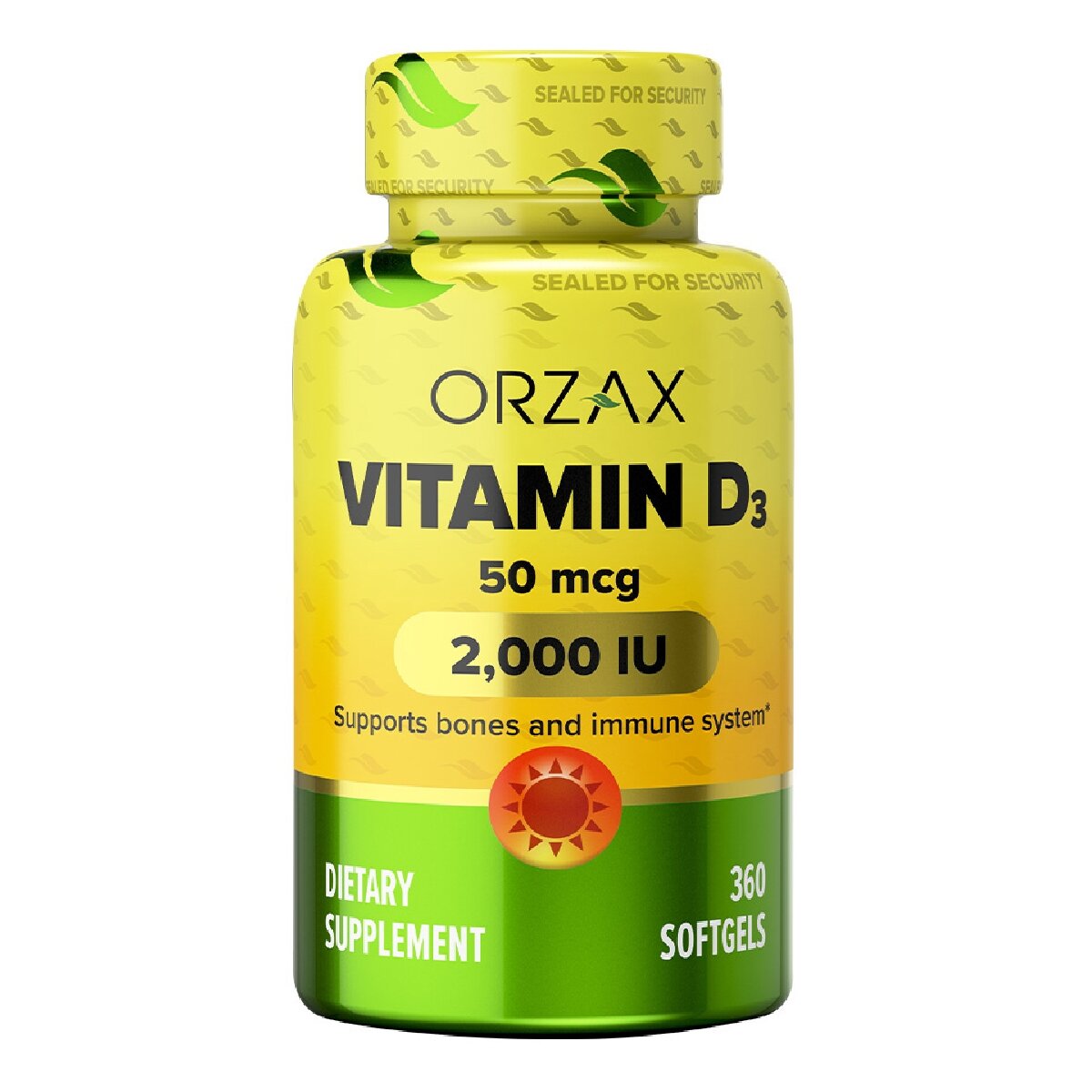 Витамин Д3 Orzax 2000 ME для укрепления иммунитета и костей, 360 капсул