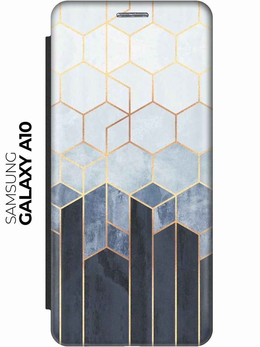 Чехол-книжка Золотые соты на сером на Samsung Galaxy A10 / Самсунг А10 черный
