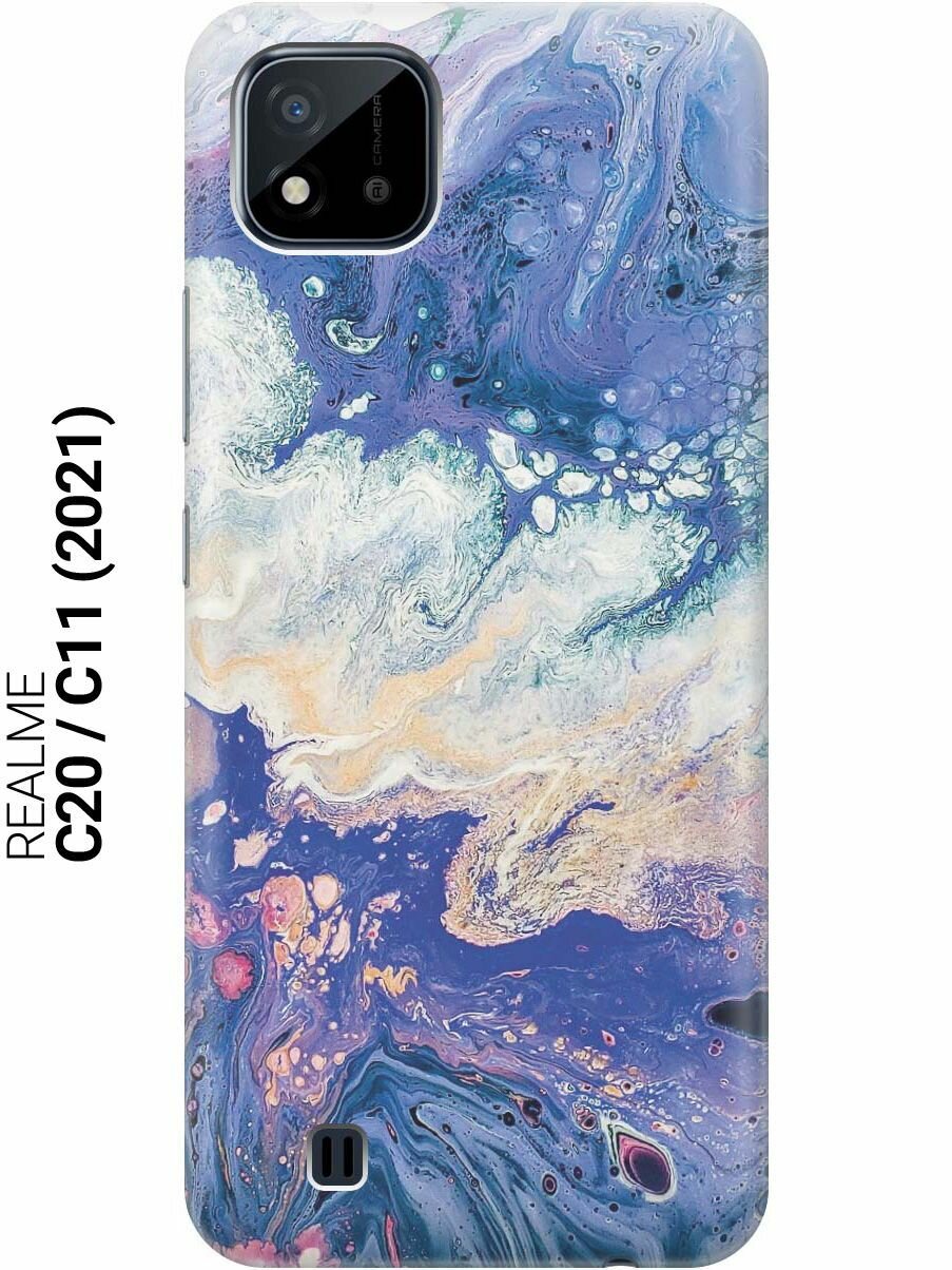 Ультратонкий силиконовый чехол-накладка для realme C20, C11 (2021) с принтом "Фиолетовый мрамор"