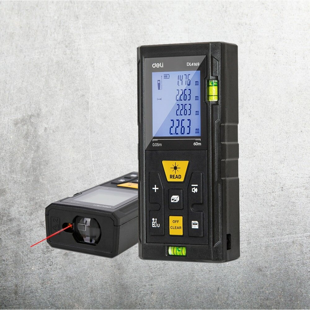 Лазерный дальномер DELI DL4169, измерения расстояний
