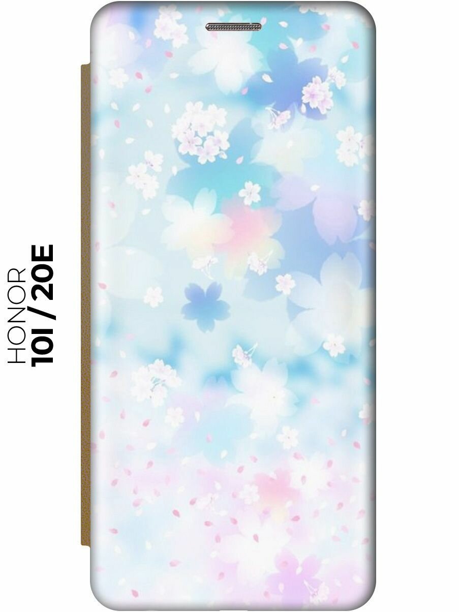 Чехол-книжка Цветение сакуры на Honor 10i / 20e / Хонор 10 ай / 20е золотой