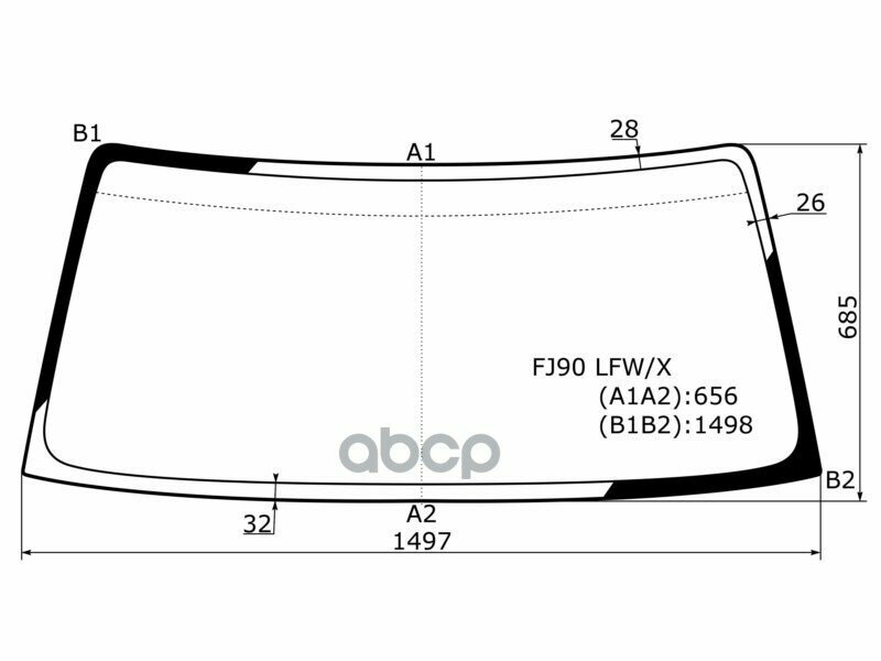 Стекло лобовое Toyota Land Cruiser Prado (J90) 96-02 XYG арт. FJ90 LFW/X