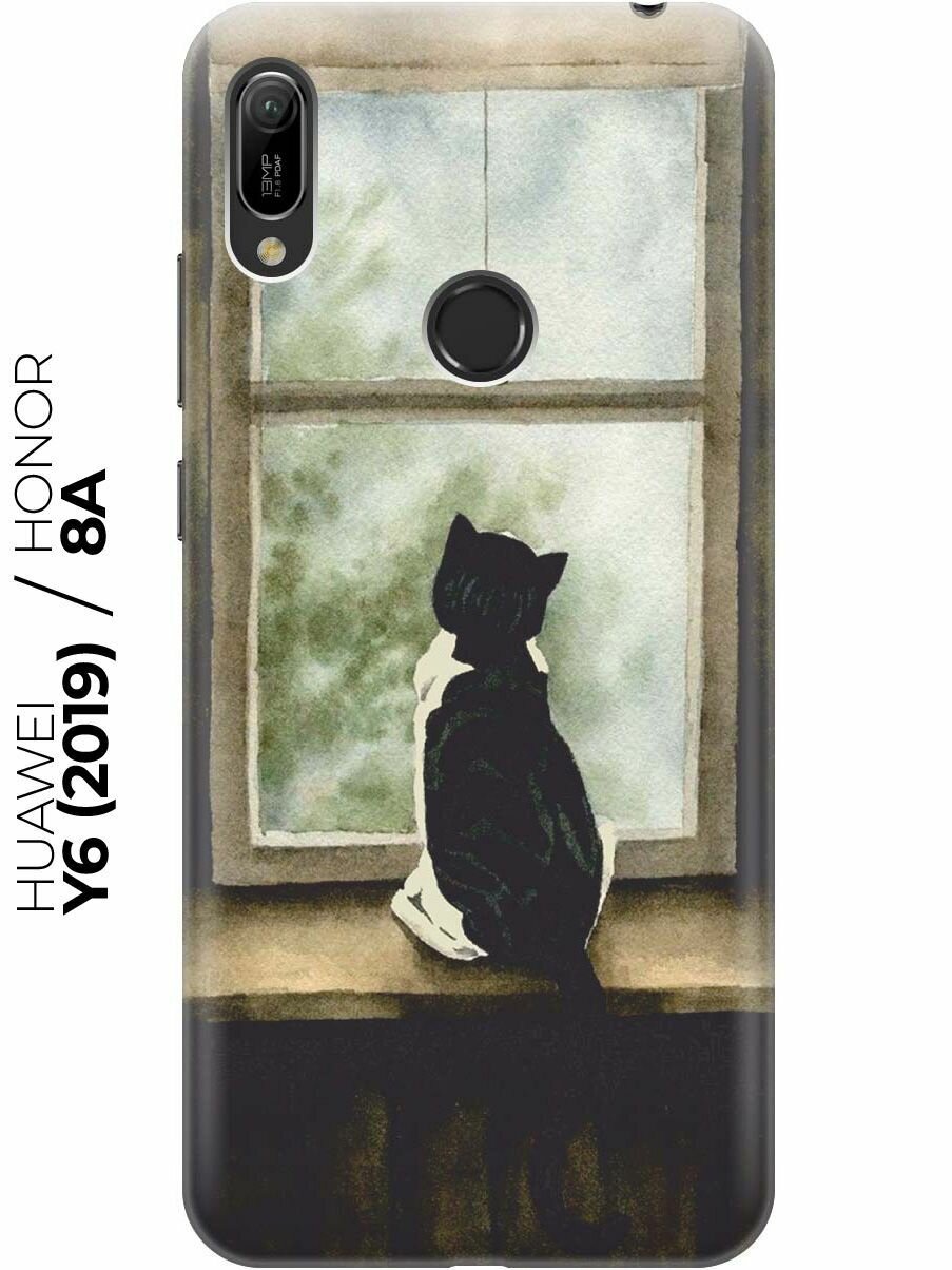 Чехол - накладка ArtColor для Huawei Y6 (2019) / Honor 8A / Honor 8A Pro с принтом "Кот у окна"