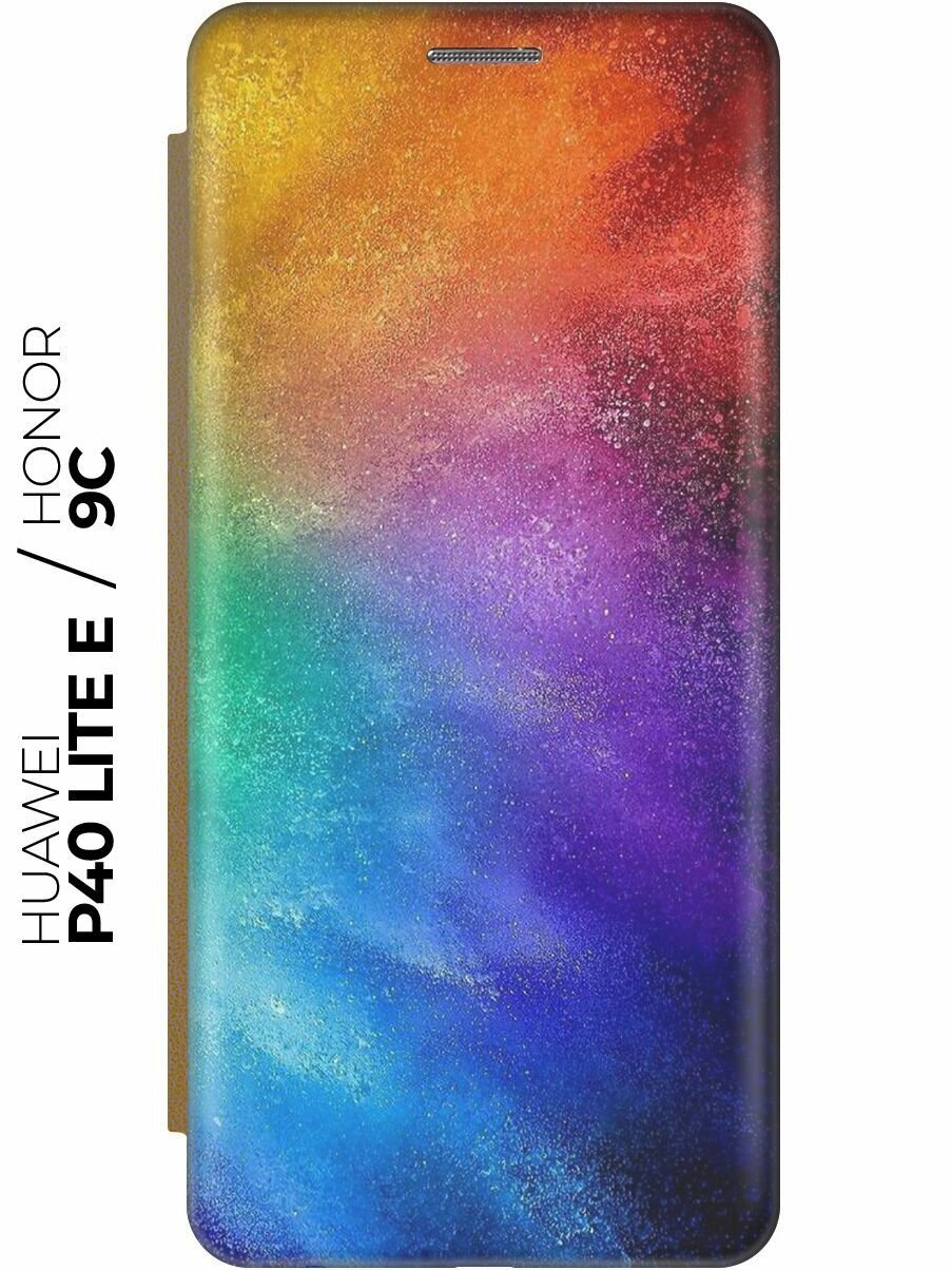 Чехол-книжка Торжество красок на Honor 9C / Huawei P40 Lite E / Хуавей П40 Лайт Е / Хонор 9С золотой