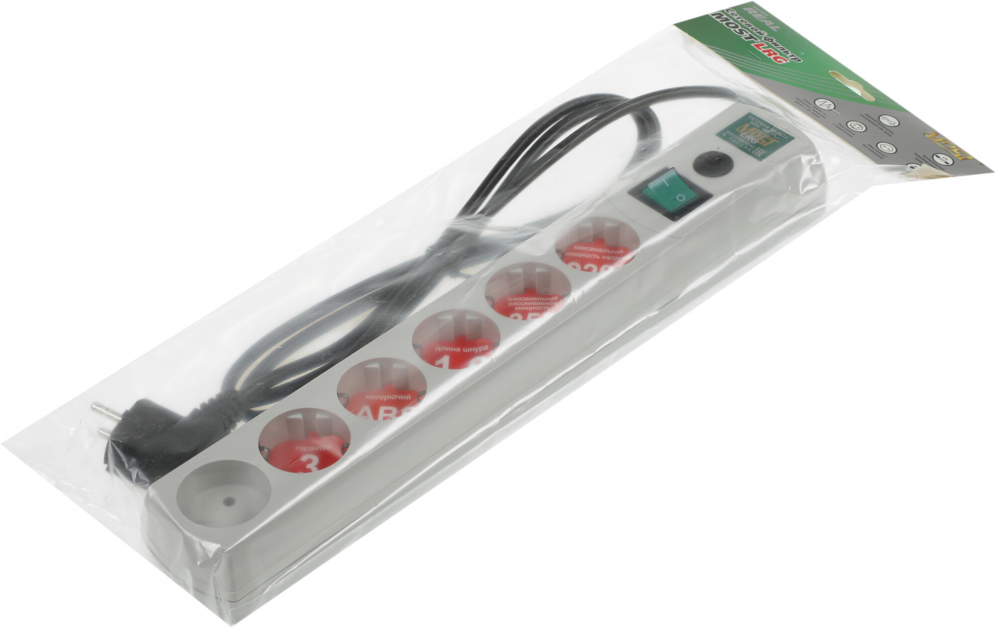 Сетевой фильтр Most LRG 1.6 м, (6 розеток), белый