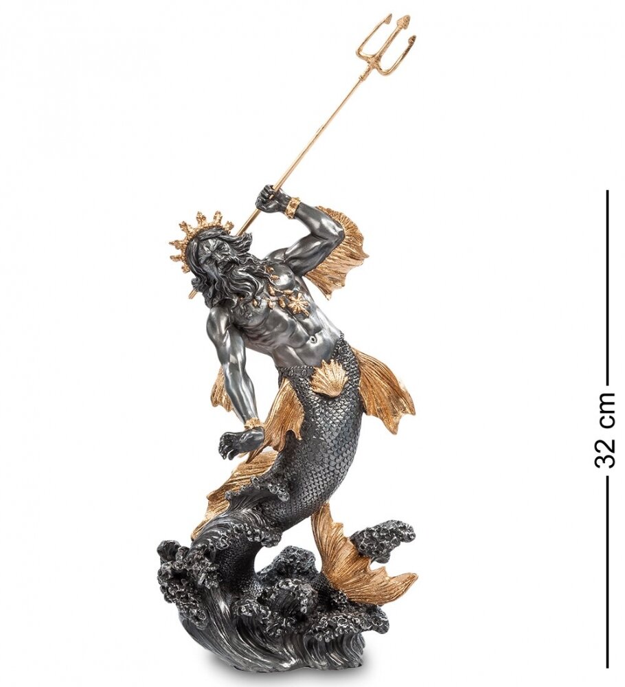 Статуэтка Veronese "Посейдон - Бог морей" (black/gold) WS-02