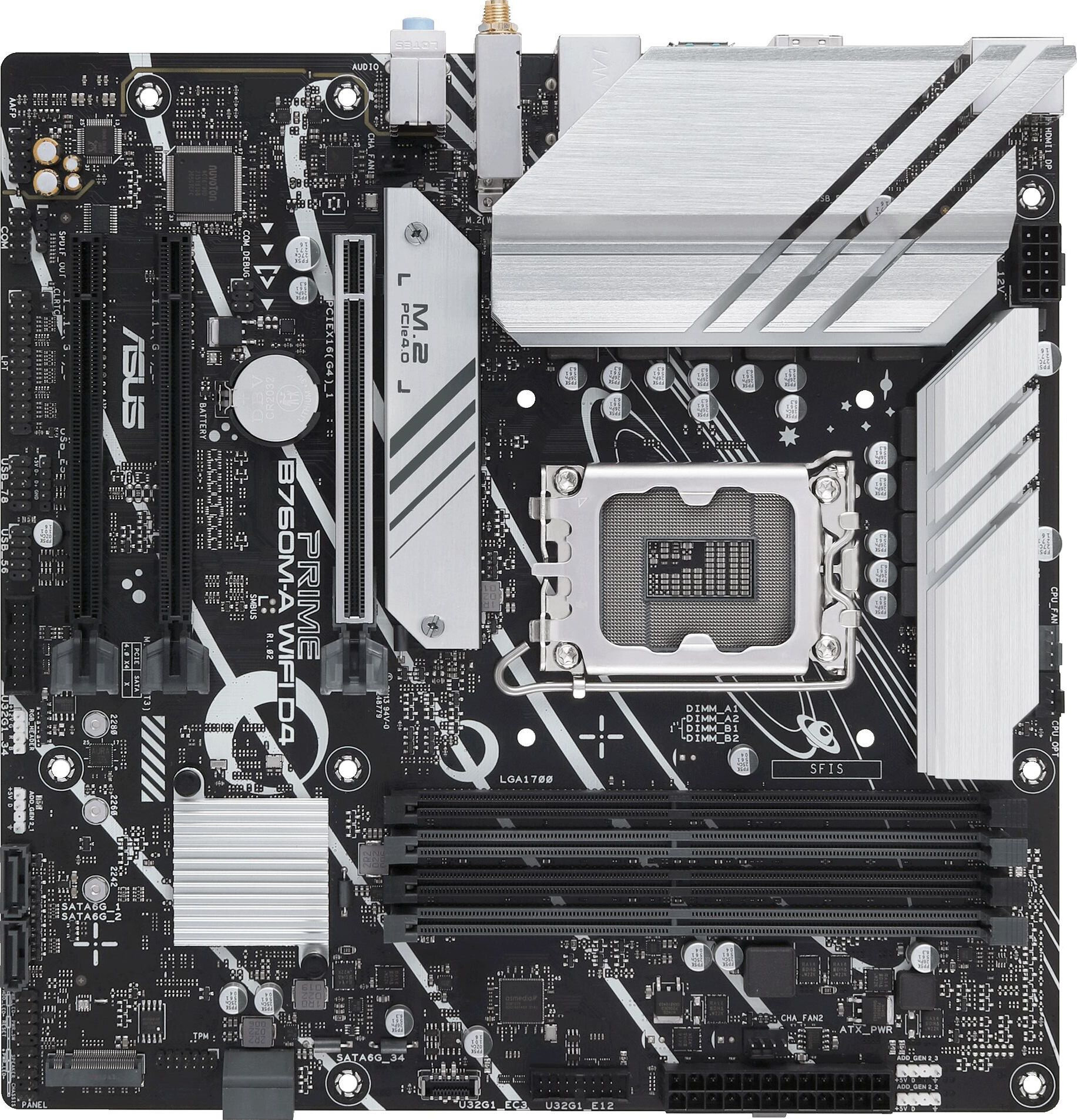Материнская плата Asus PRIME B760M-A WIFI D4 Soc-1700 Intel B760 4xDDR4 mATX AC`97 8ch(7.1) 2.5Gg RAID+HDMI+DP