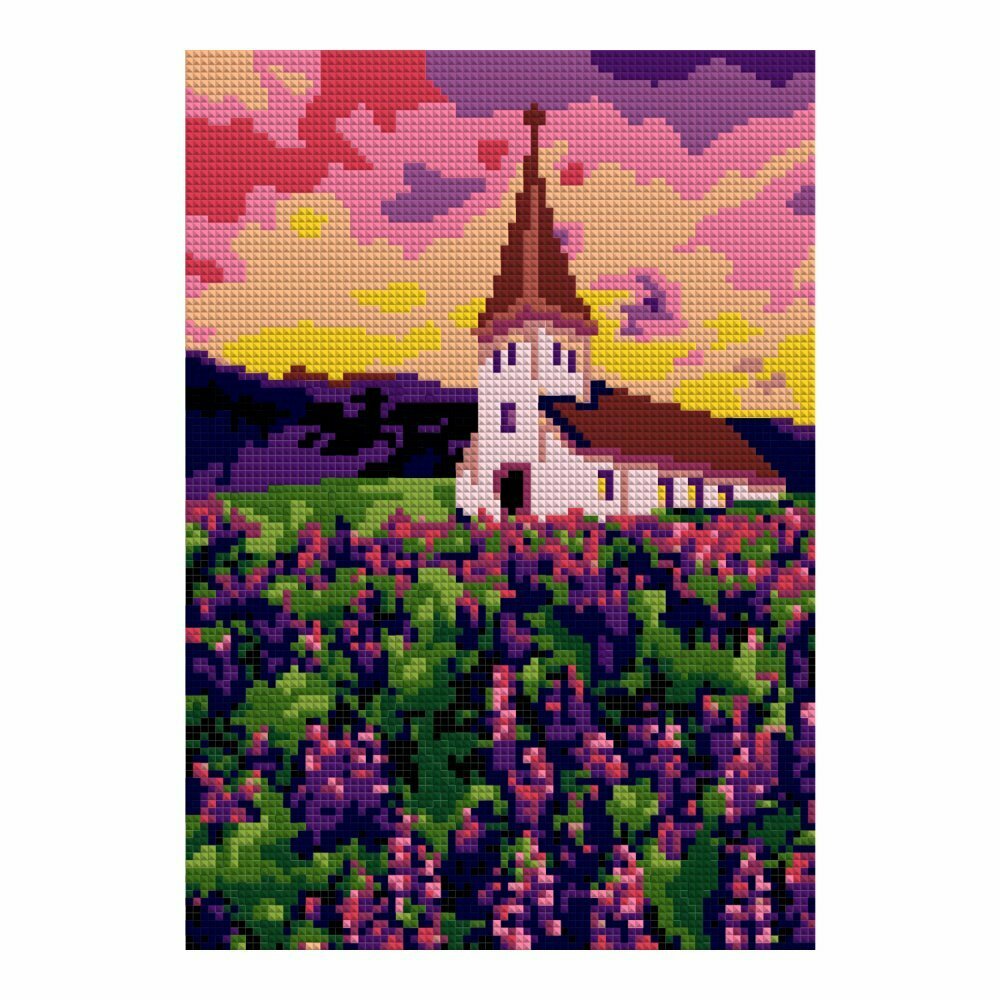 Алмазная мозаика Lori Церковь в Исландии 21*30 см Ам-077 \ полная выкладка