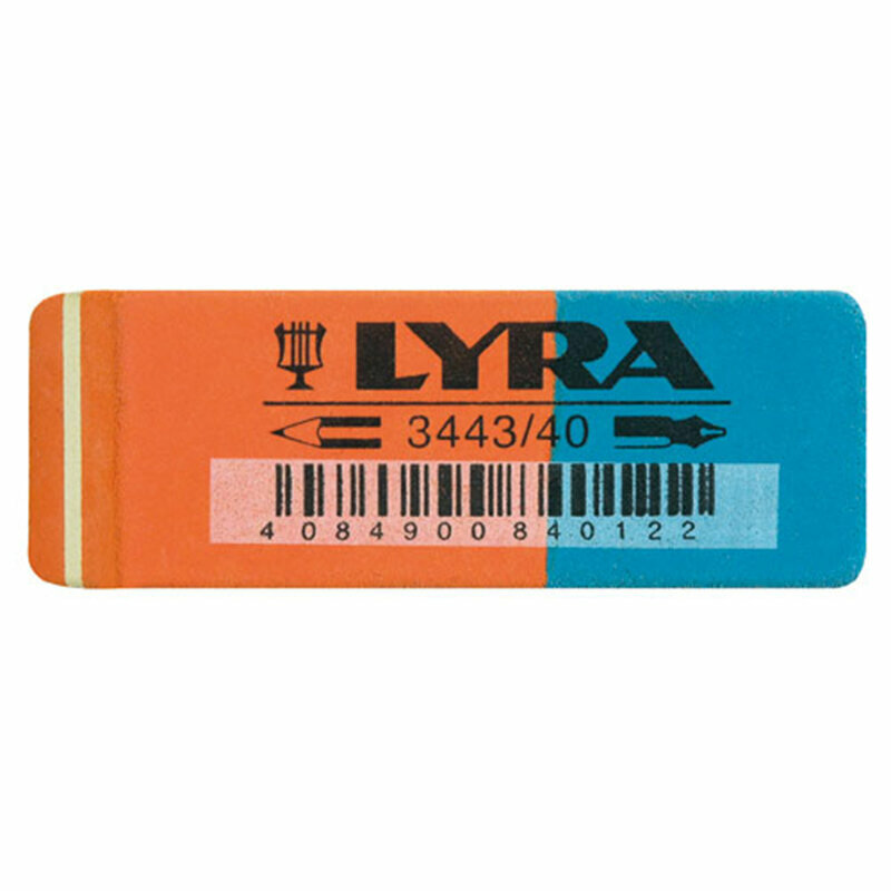 Ластик Lyra (Германия), для карандашей и чернил, двусторонний, 55 x 19 x 9 мм Красно-синий