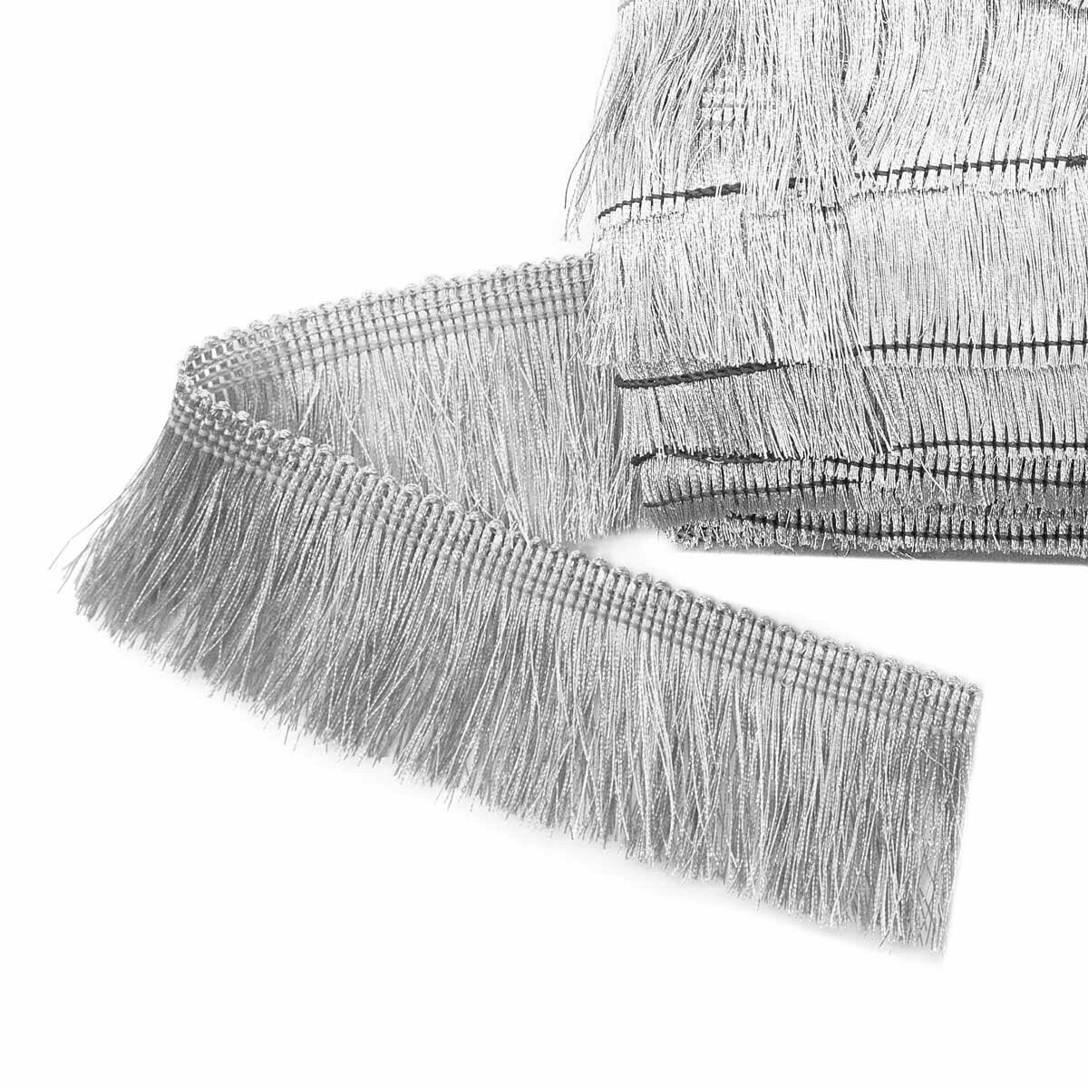 Бахрома для штор, текстиля, шитья, 3,8 см*25 м, металлизированная, серебристая, Айрис